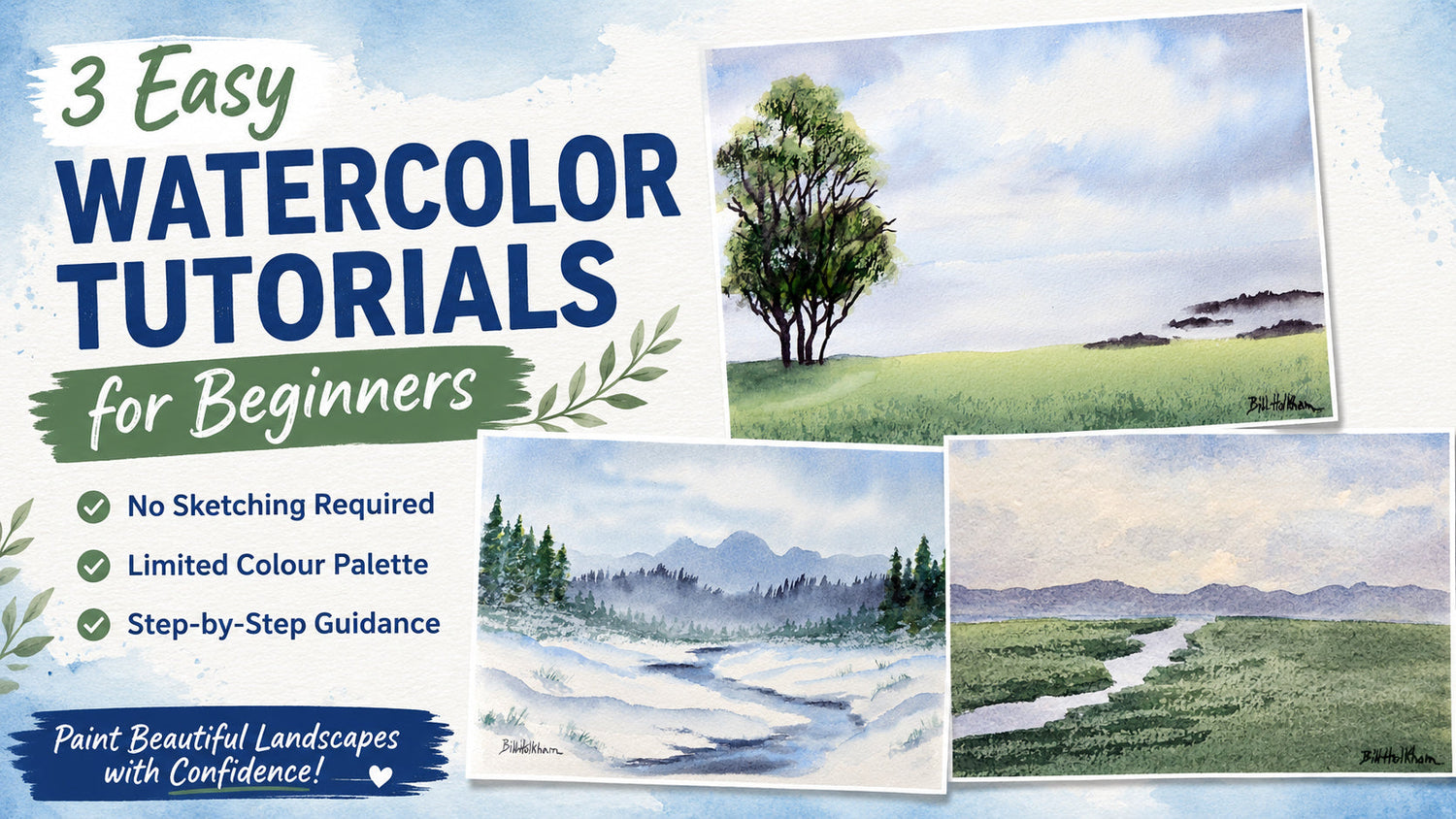 3 Easy Watercolor Tutorials for Beginners (No Sketching Required ...